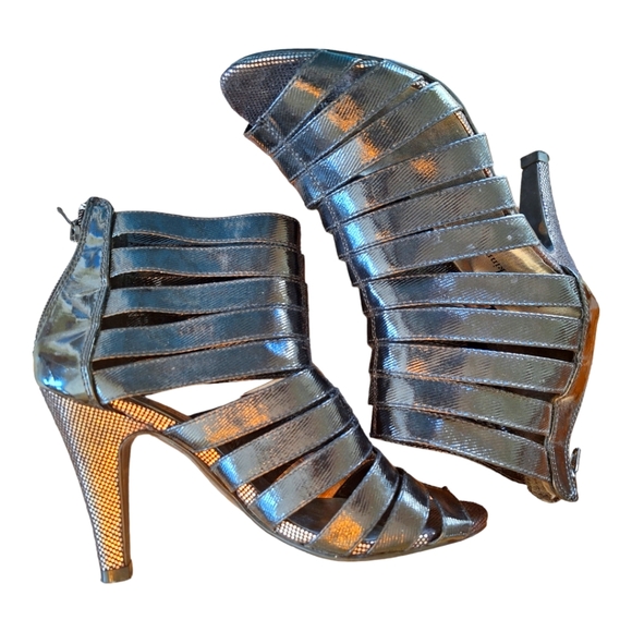 Lilley & Skinner | Shoes | Caged Peep Toe Stiletto Heels Strappy Ankle ...